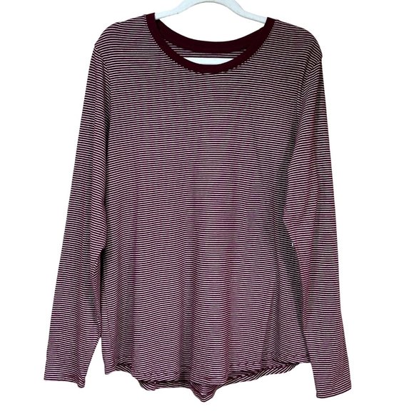 Old Navy | Tops | Old Navy Everywear Crew Neck Tunic Top Burgundy Stripe Womens Xl | Poshmark